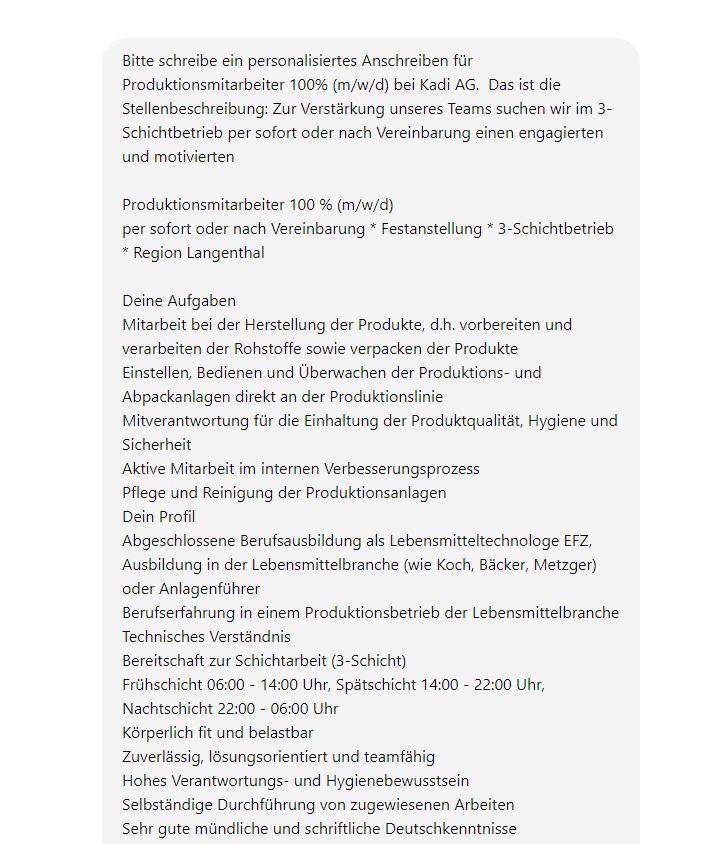 Anleitung ChatGPT Bewerbungsschreiben